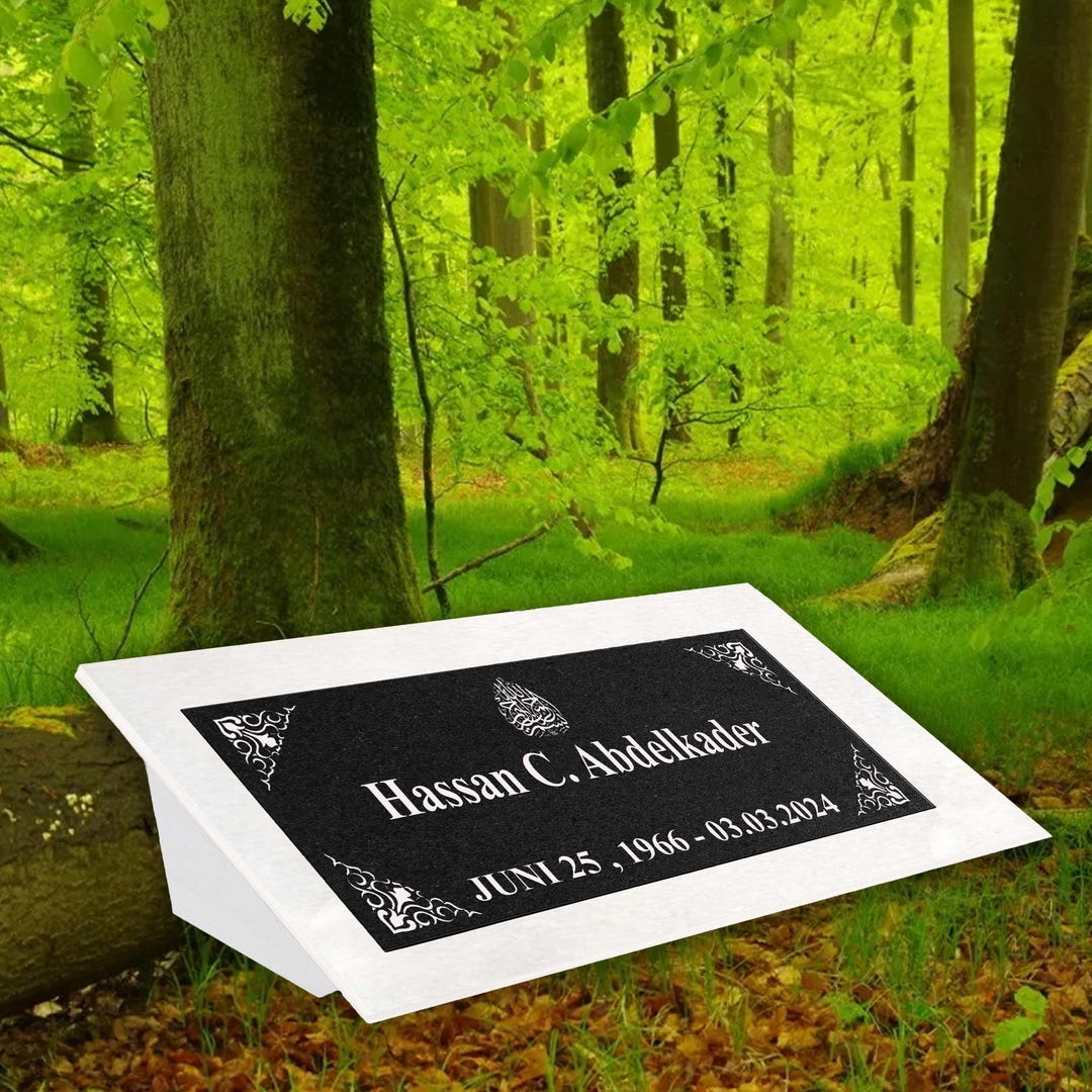 Gravestone Granite XXL on Noble Marble Thassos 60 X 30 Cm Arabic Script ...