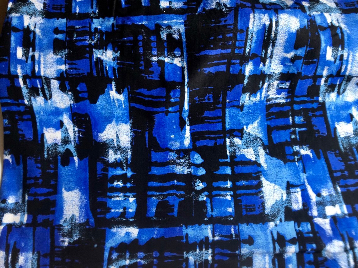 Abstract Print in Blue Black and White Designer Closeout | Etsy