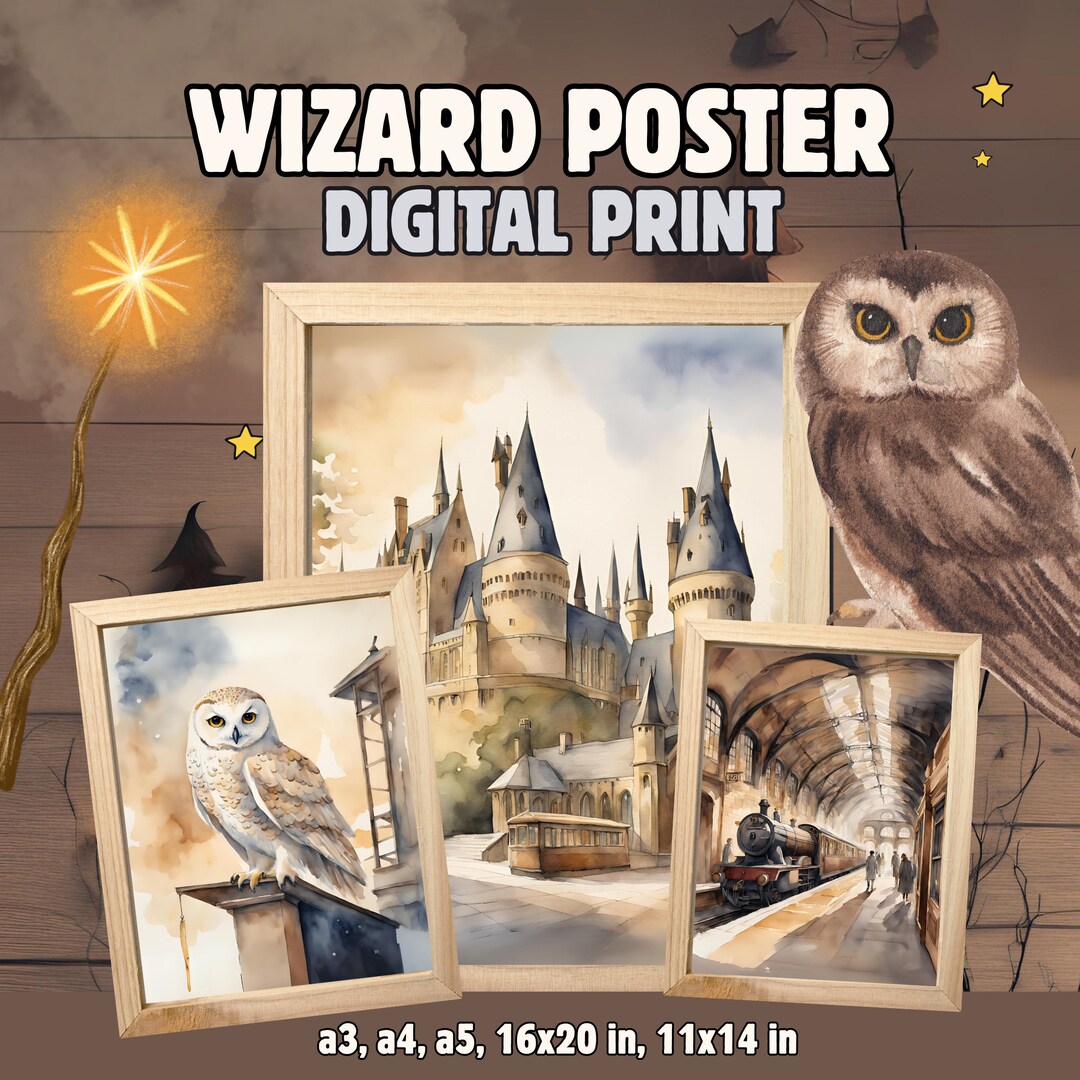 Wizard Poster Digital Print, Wizard School Print, Wizard Room Decor ...