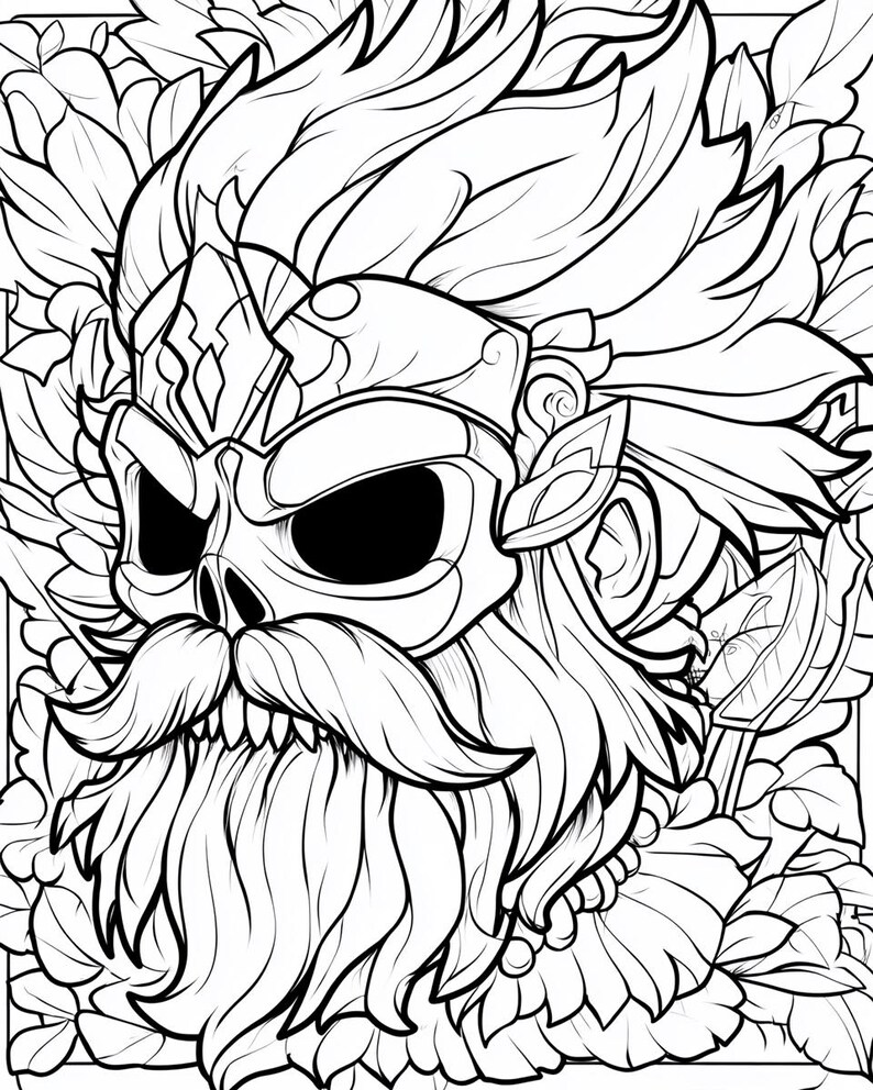 Cottagegore Skull Coloring Pages - Intricate Cursed Skull Designs With ...