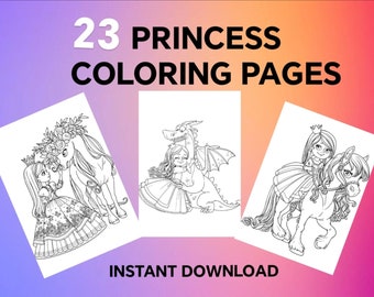 Princess Digital Products Coloring Pages for Kids Activities for ...