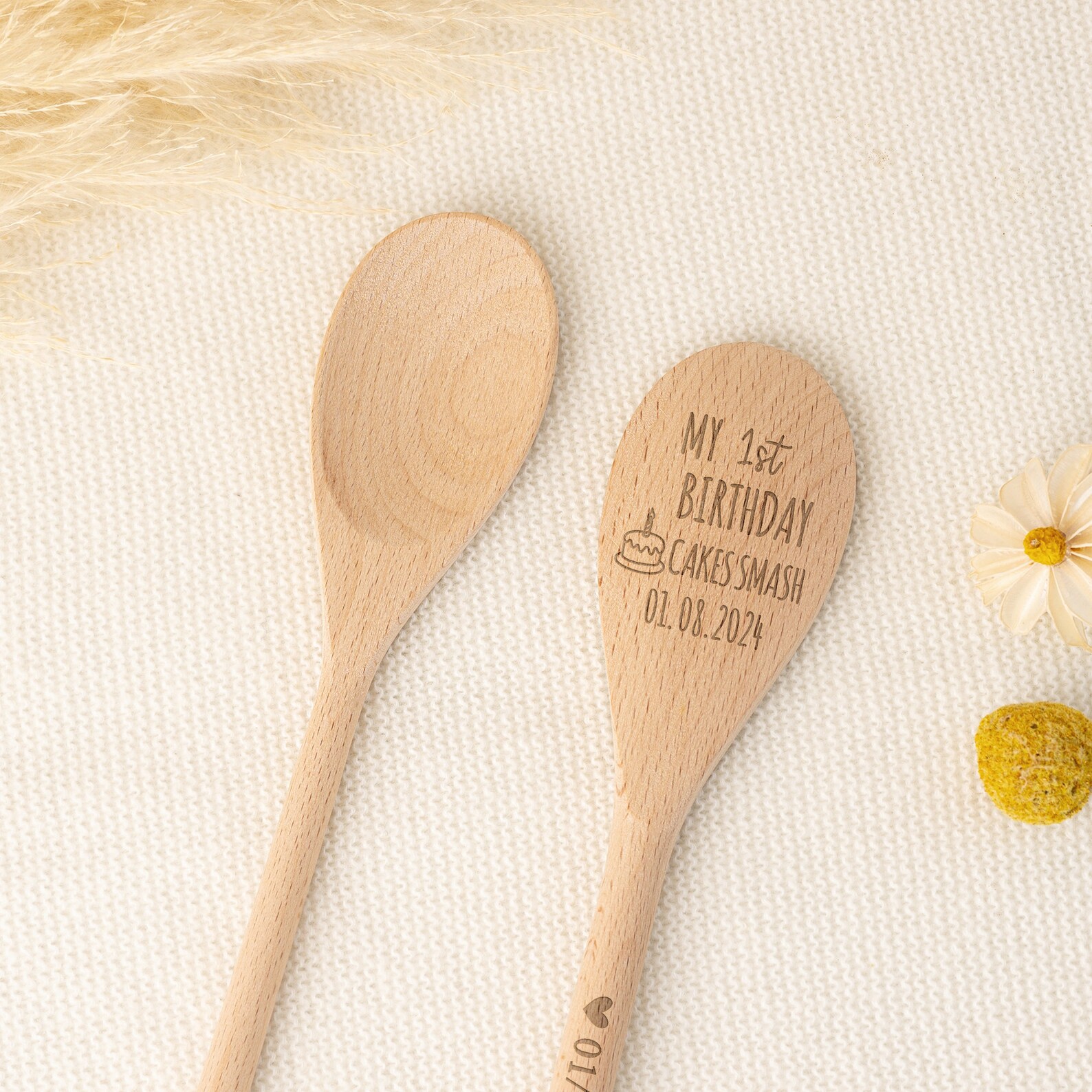 Personalised First Birthday Cake Smash Wooden Spoon, Child's Name Award ...