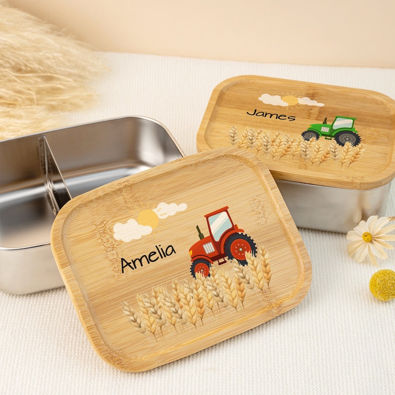Custom Kids Lunch Box With His Name, Tractor Lunch Box Gift for Boy ...