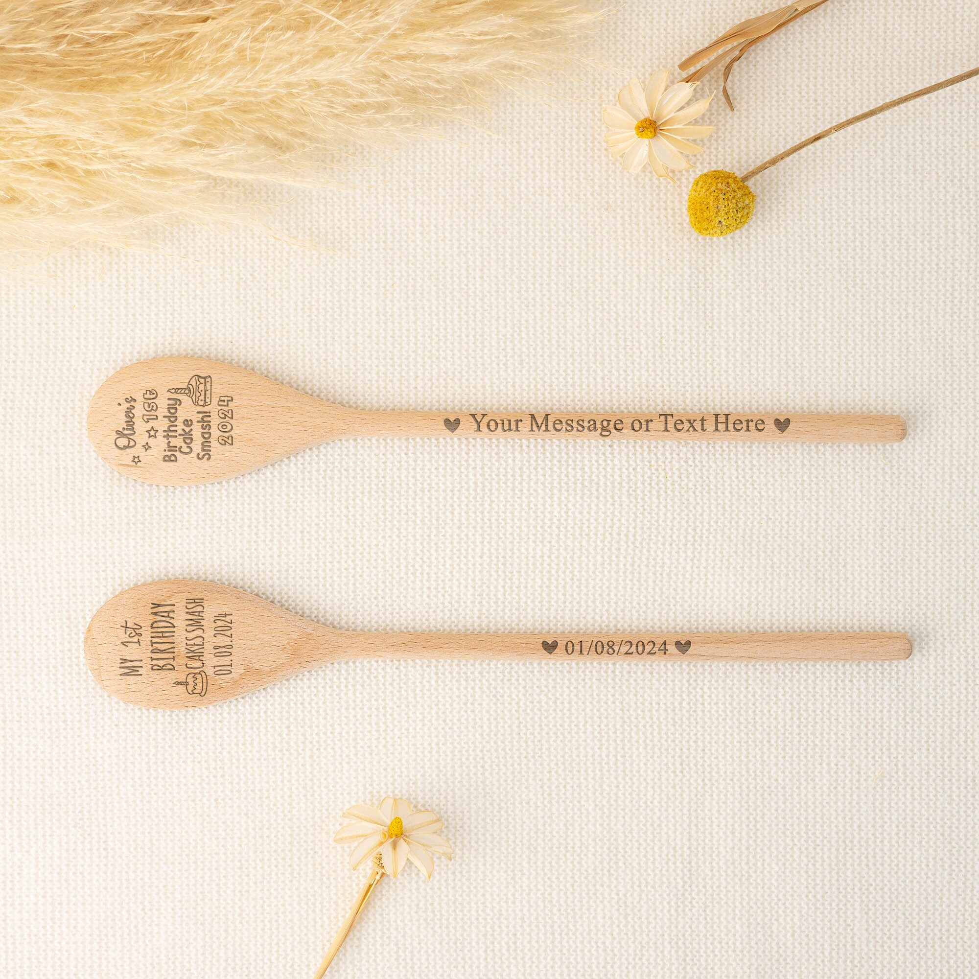 Personalised First Birthday Cake Smash Wooden Spoon, Child's Name Award ...