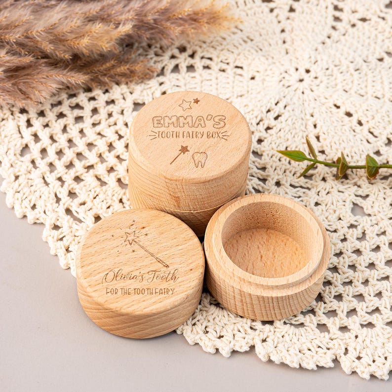 Personalised Tooth Fairy Box, First Tooth Keepsake, New Baby Gift, Wood ...