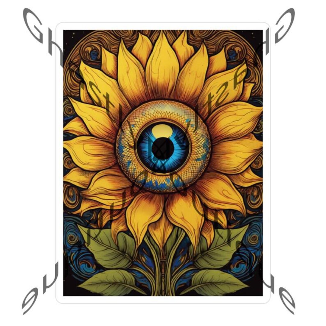 Sunflower Vinyl Sticker, Eyeball Sticker, Eye of the Flower, Trendy ...