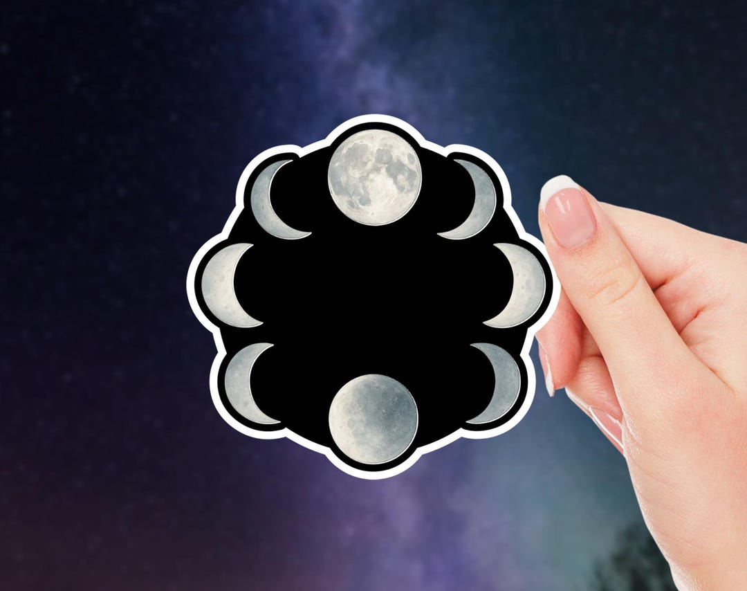 Moon Phases Circle Sticker – Minimal Celestial Vinyl Decal With Soft ...