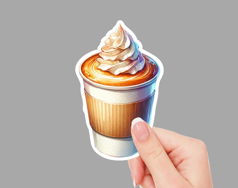 Cappuccino Sticker – Cute Coffee Cup Decal for Laptops, Water Bottles ...