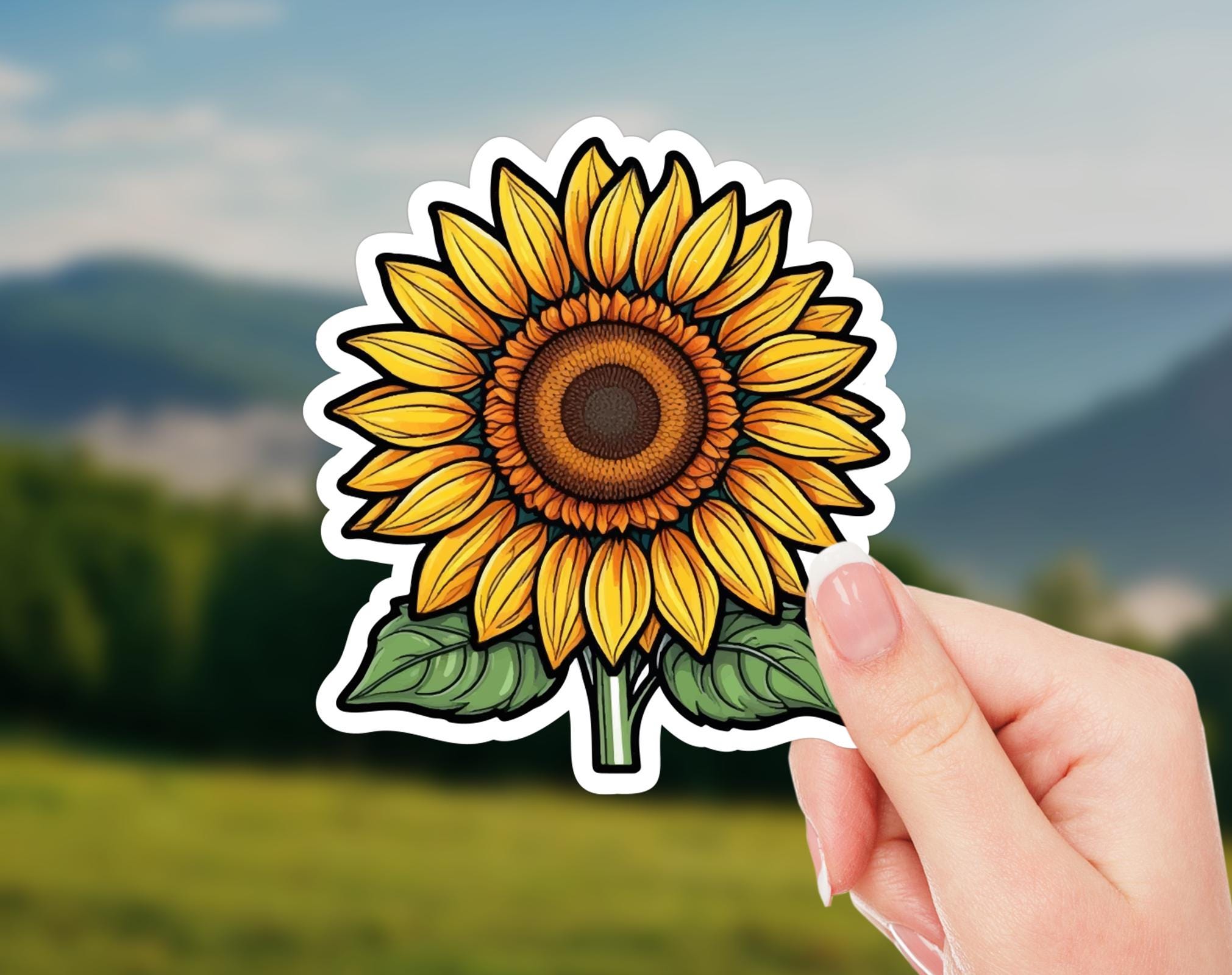 Sunflower Sticker - Bright Floral Decal - Etsy