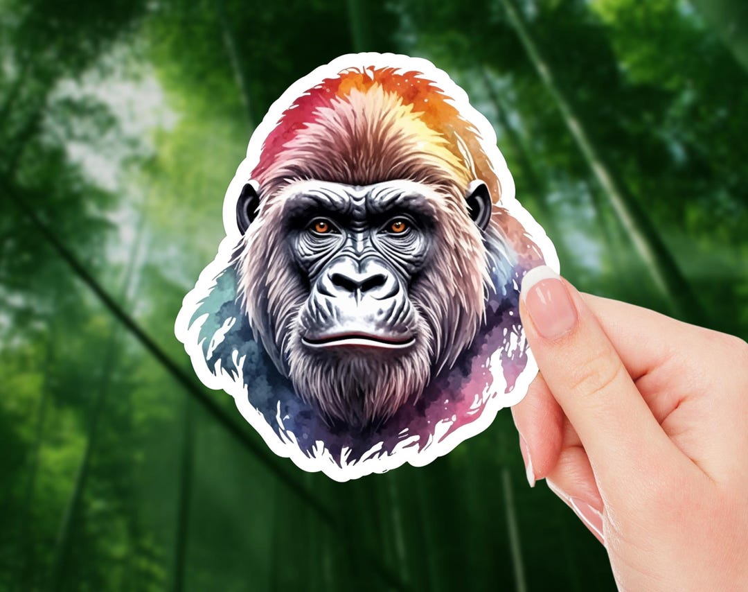 Gorilla Sticker | Animal Vinyl Decal | Jungle Gorilla Art for Laptops ...