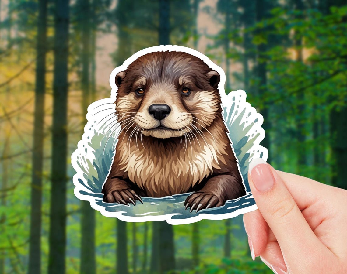 Otter Sticker | Cute Otter Decal | Playful Animal Vinyl Sticker ...