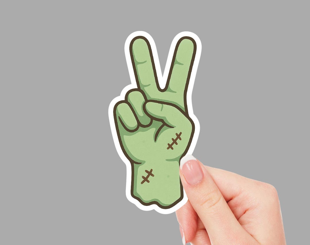 Zombie Peace Sign Sticker Cute Zombie Hand Decal Halloween Spooky Vinyl ...