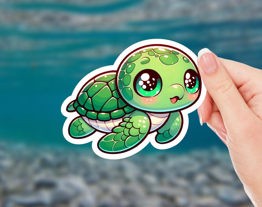 Little Cute Sea Turtle Sticker – Adorable Ocean Animal Decal – Kids ...