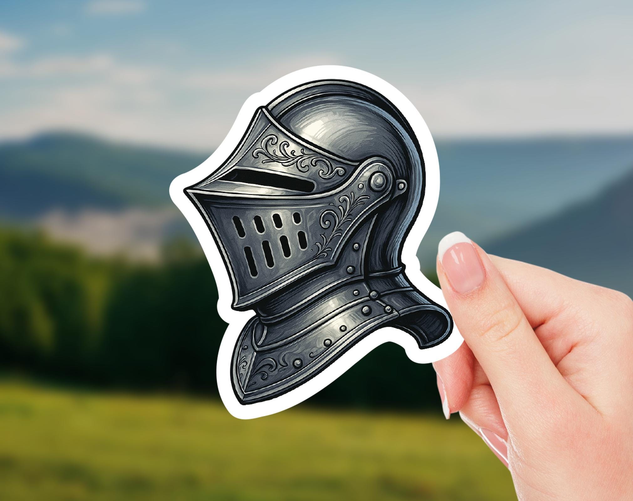 Medieval Knight Helmet Sticker – Realistic Armor Decal, Historical ...