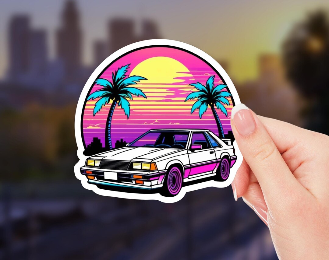 Retro 90s Vaporwave Car Sticker: Neon Aesthetic for Your Ride - Etsy