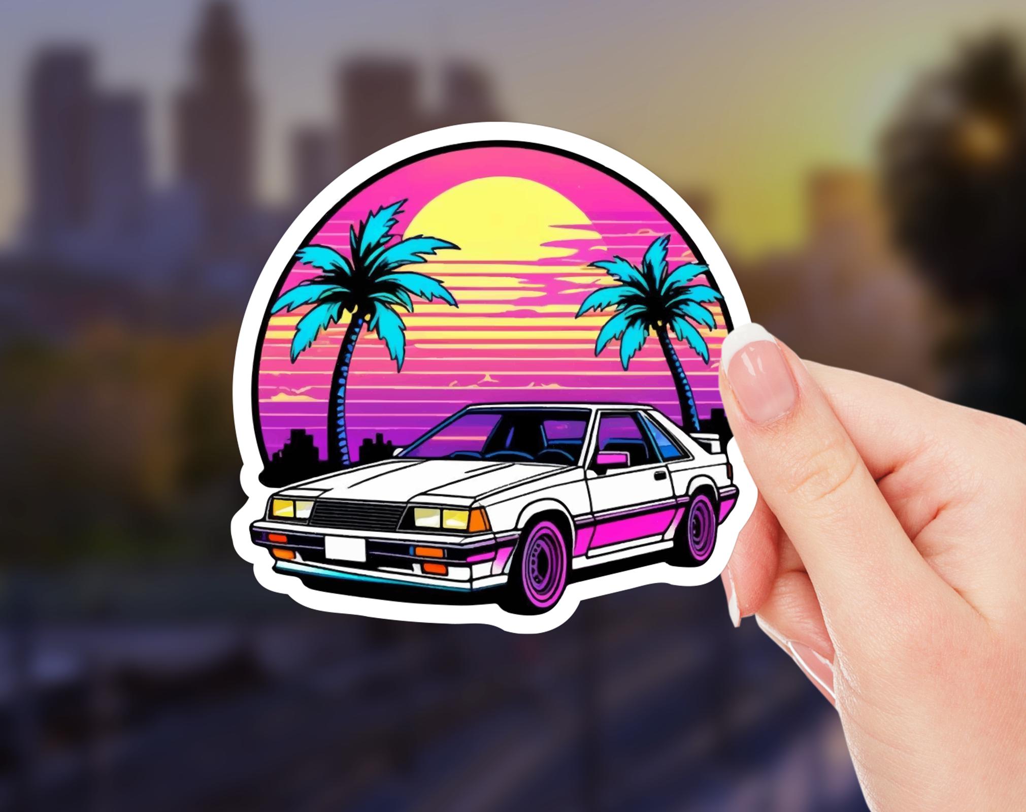 Retro 90s Vaporwave Car Sticker: Neon Aesthetic for Your Ride - Etsy