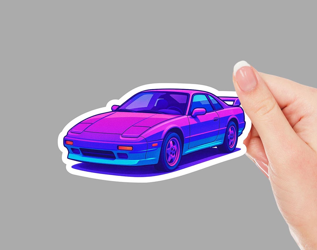 Retro Vaporwave Car Sticker – 90s Synthwave Sports Car Aesthetic Vinyl ...