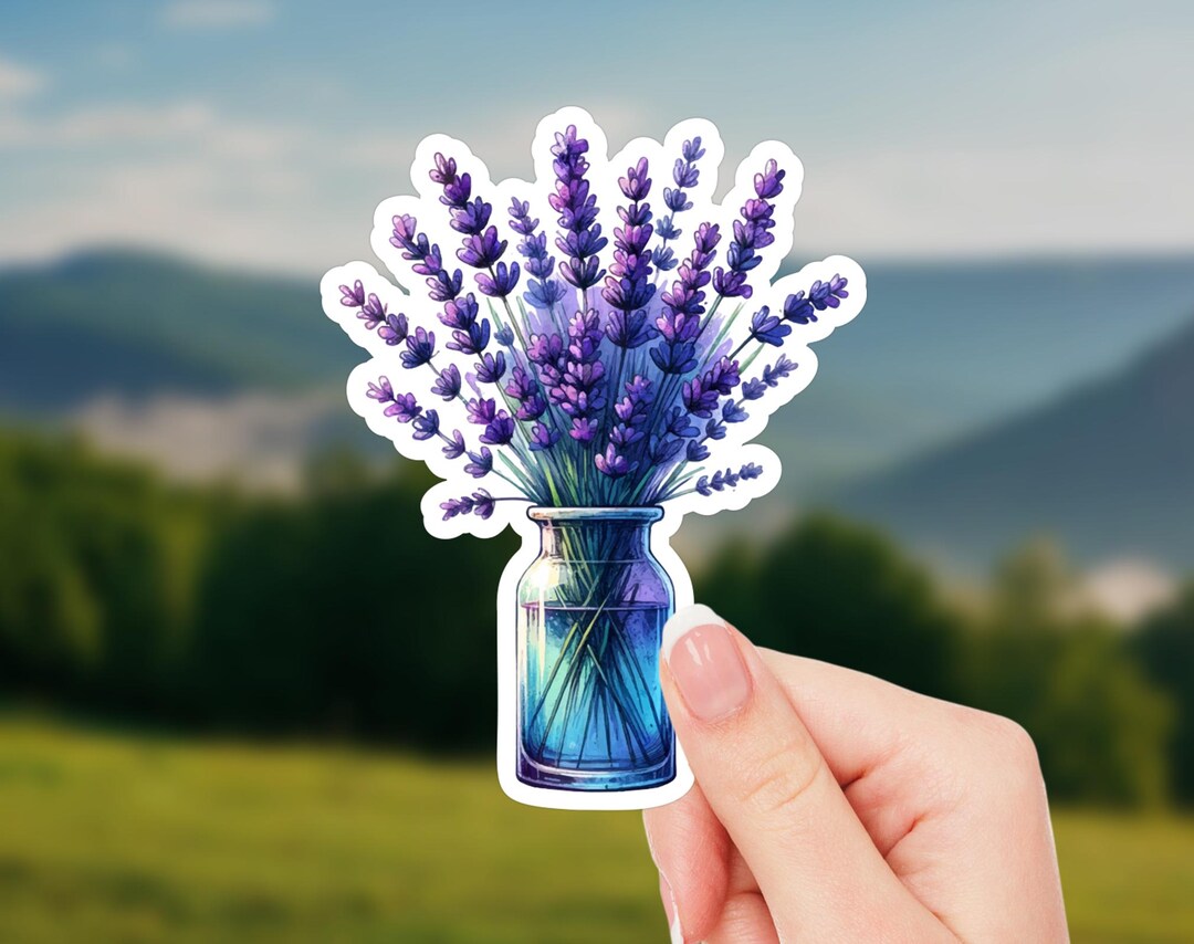 Lavender Sticker, Floral Decal, Flower Art, Cute Sticker, Plant Sticker ...