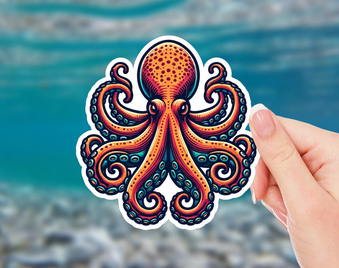 Octopus Sticker – Cute Ocean Vinyl Decal, Marine Life Waterproof ...