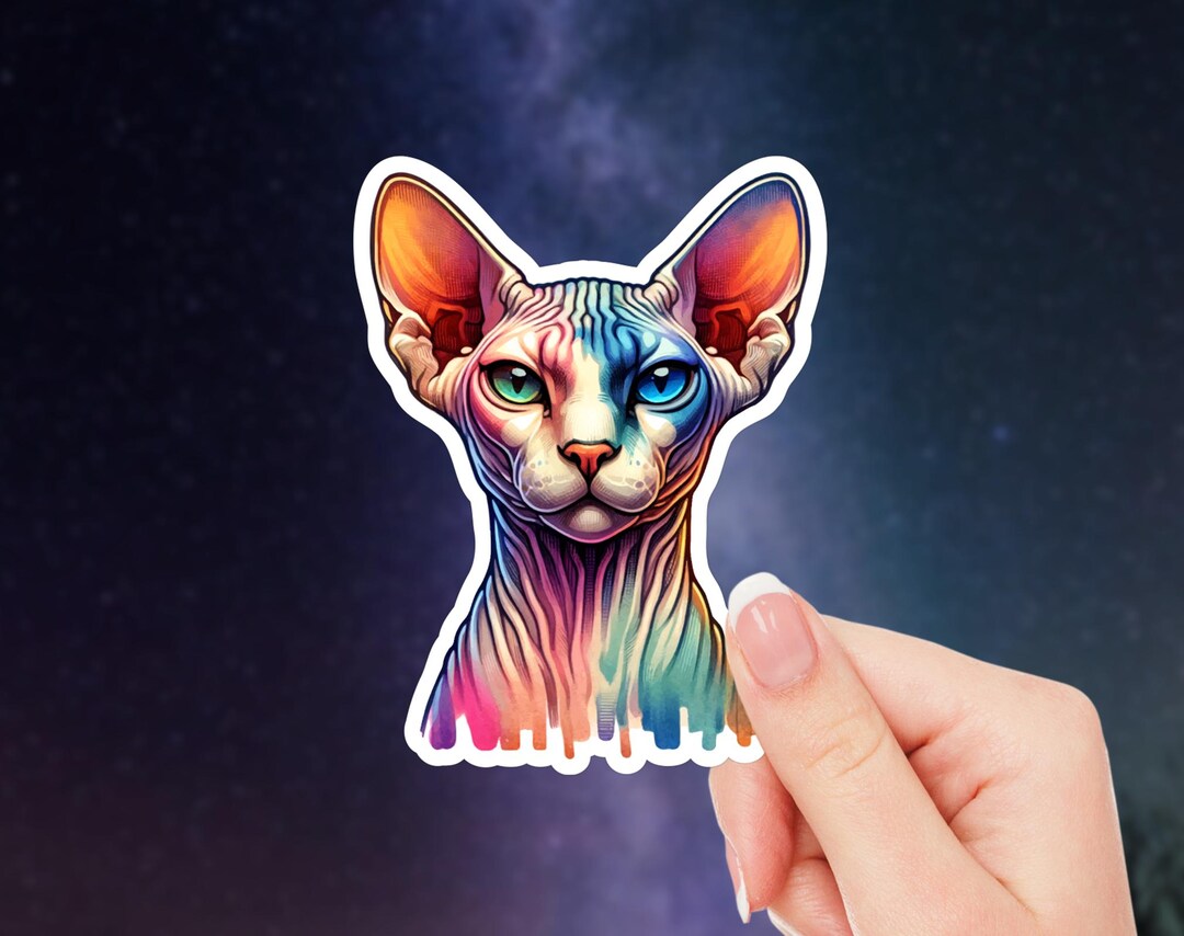 Sphinx Cat Sticker - Unique Hairless Cat Vinyl Decal for Laptops, Water ...