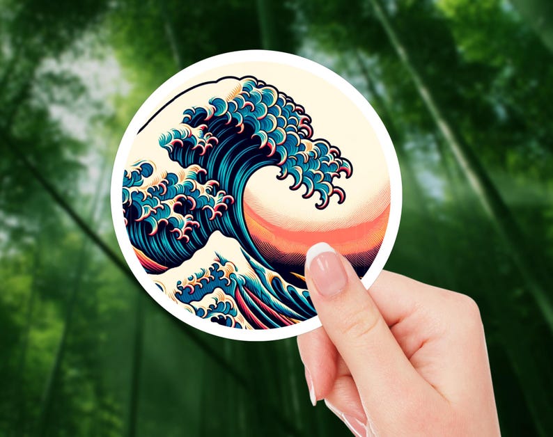 Great Wave Sticker - Artistic Japanese Wave Decal for Laptops, Water ...