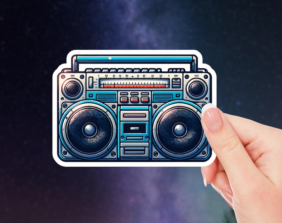 Retro Boombox Sticker – Vintage Music Lover Decal for Laptops, Water ...