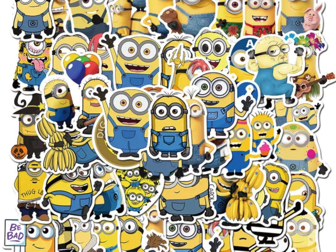 The Minions Cartoon Stickers 50 Sheets of Creative Yellow Minions ...