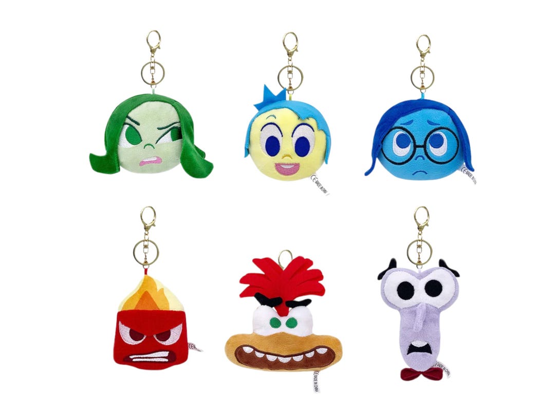 Inside Out 2 Plush Pendant Keychains Joy, Sadness, Anger, Disgust, Fear ...