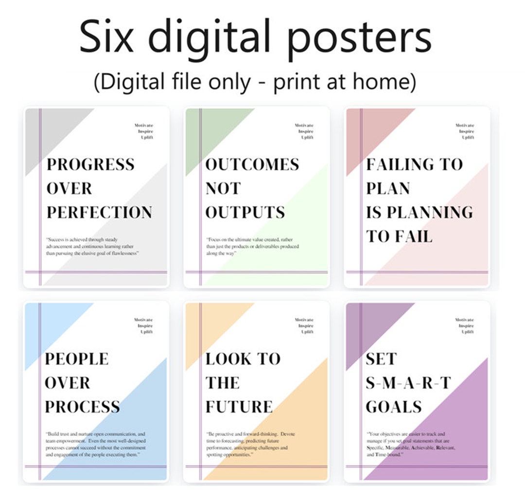 Six Motivational Wall Posters for Project Office, Home Office *digital ...
