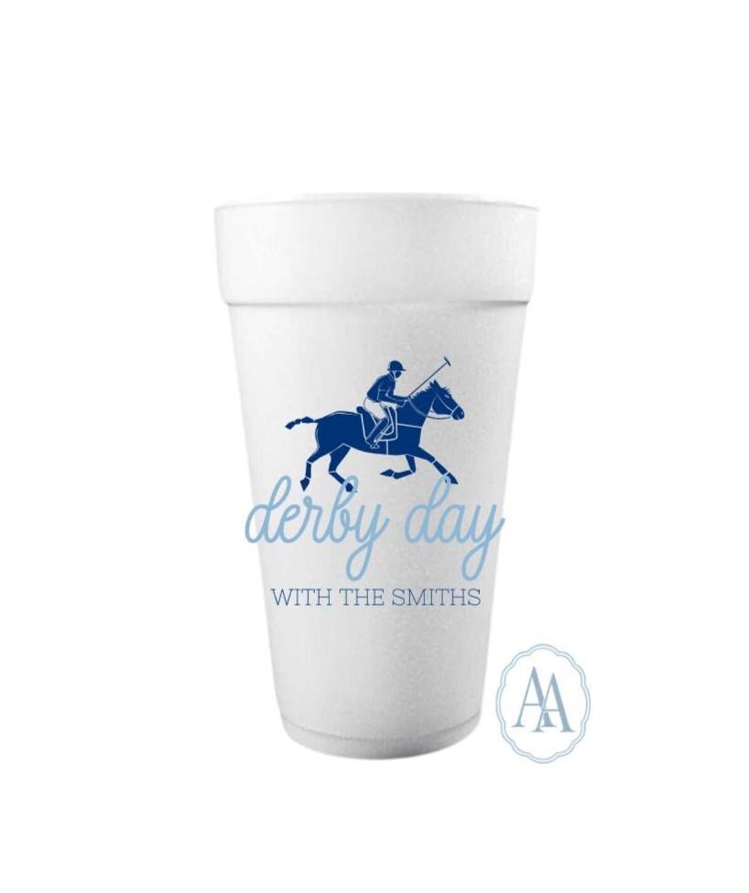 Custom Derby Day Styrofoam Cups | Personalized Last Name Kentucky Derby ...
