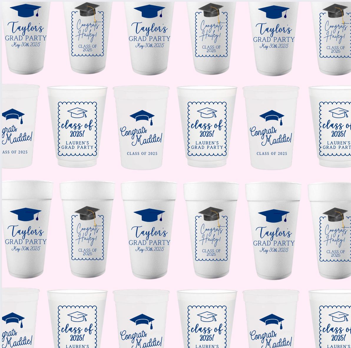 Custom Graduation Styrofoam Cups | Personalized Congrats Grad Styrofoam ...