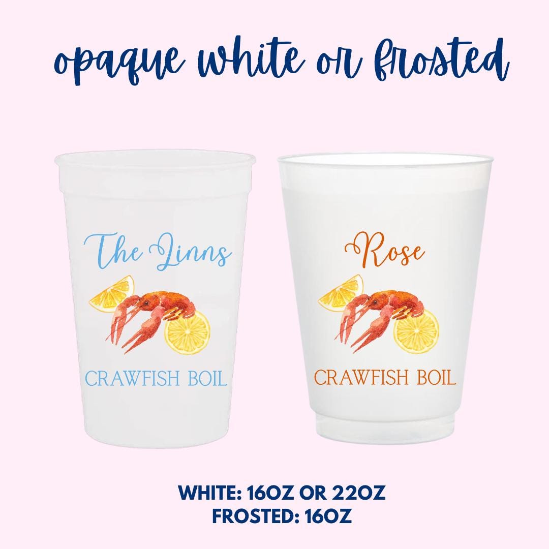 Personalized Crawfish Boil Cups | Frosted Party Cups - Etsy
