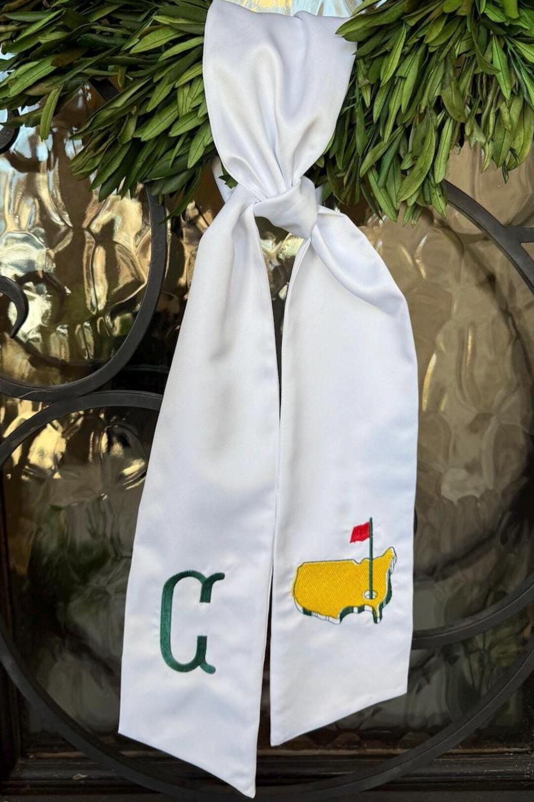 Monogrammed Golf Wreath Sash | Embroidered Masters Logo - Etsy