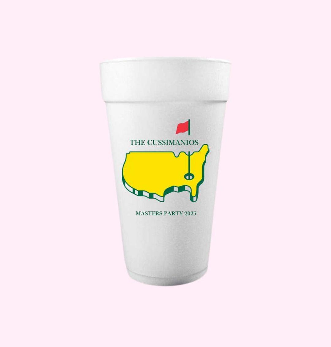Masters Themed Styrofoam Cups | Personalized Masters Logo Cups ...