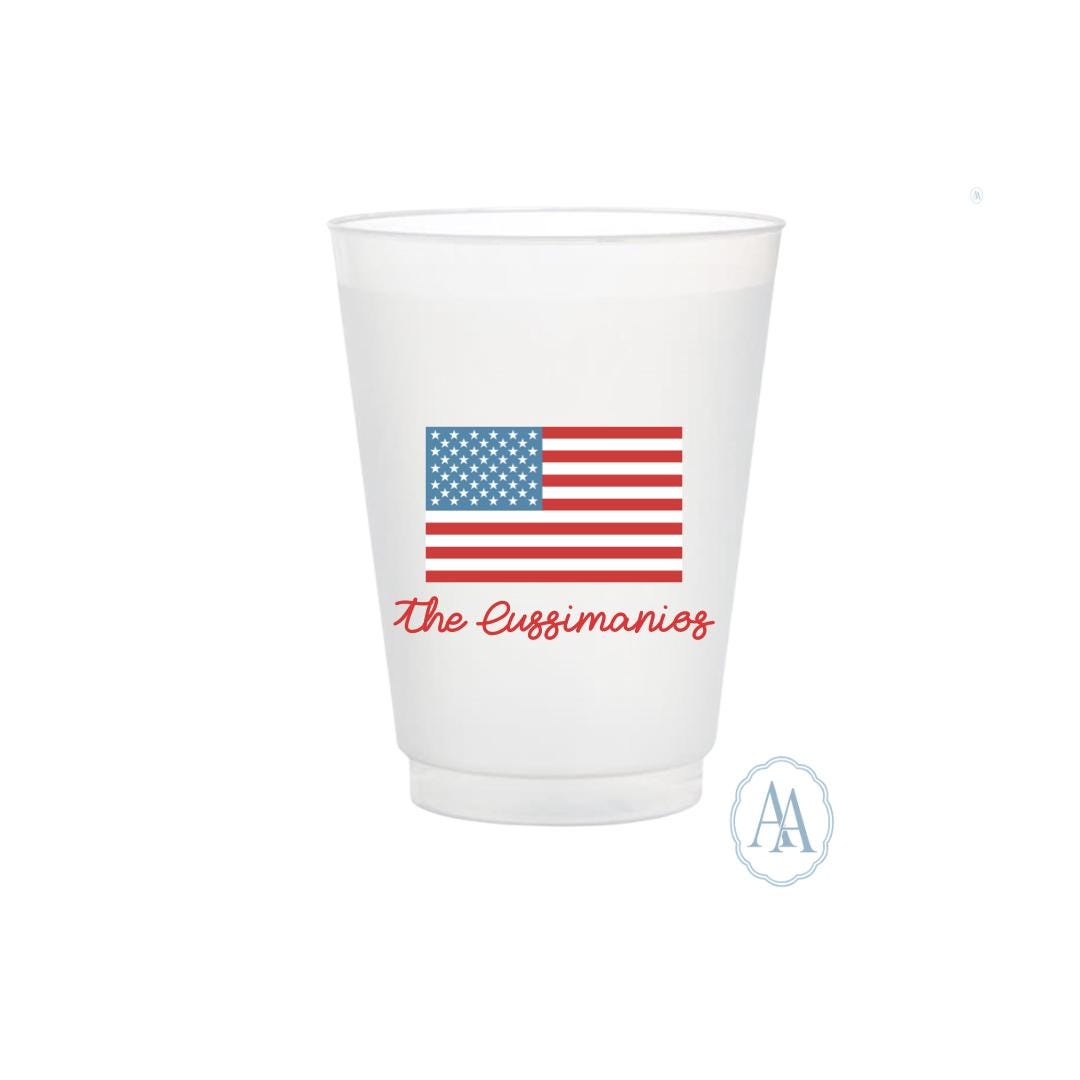 Custom American Flag Cups | 16 or 22oz White & Flex Frost Cups ...