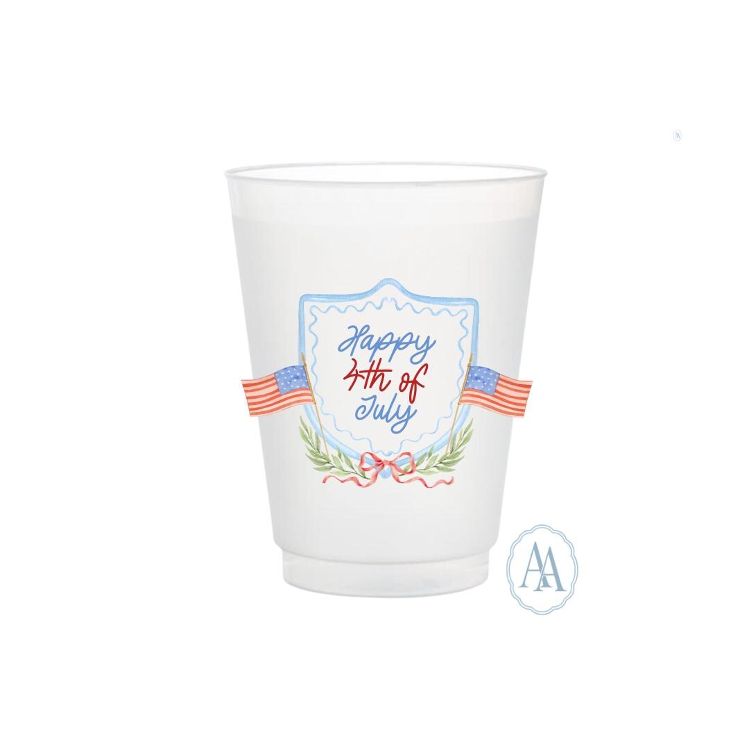 Custom Fourth of July Crest Cups | 16 or 22oz White & Flex Frost Cups ...