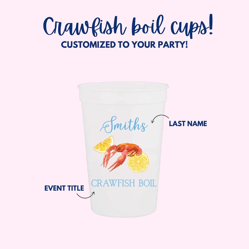 Personalized Crawfish Boil Cups | Frosted Party Cups - Etsy