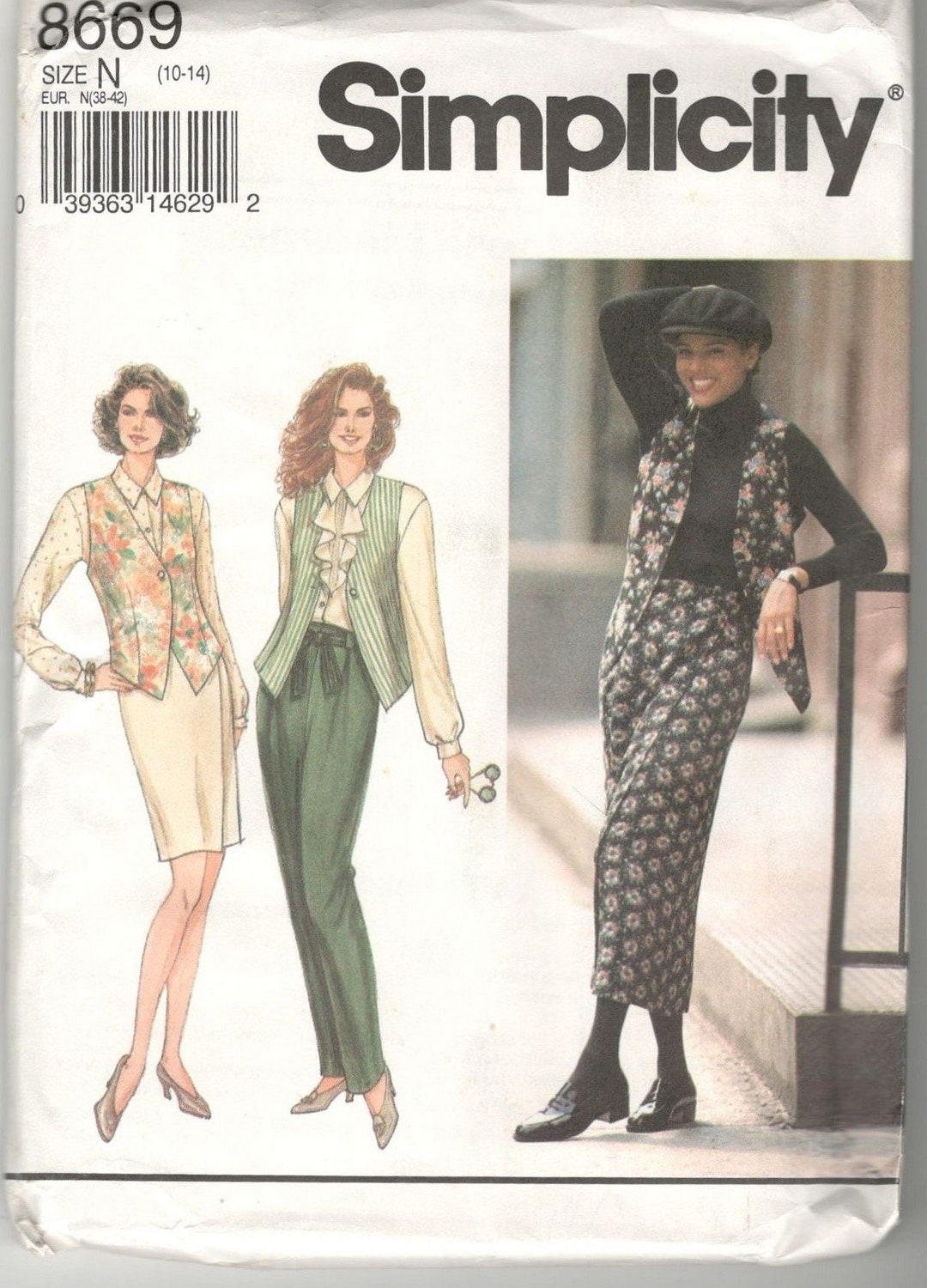 Simplicity 8669 Sewing Pattern, Uncut Vintage ~ Sz 10-14 Womens Slim ...