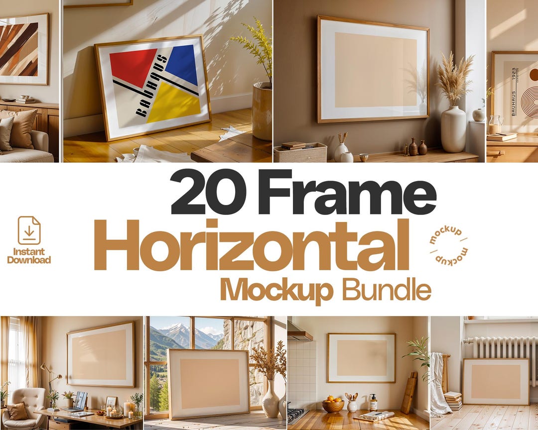 20 Horizontal Frame Mockup Bundle , Horizontal Poster Frame Mockup ...