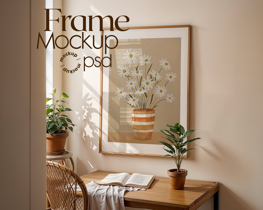 Frame Mockup in Study Room | Frame Mockup Frames | Study Room Wall ...