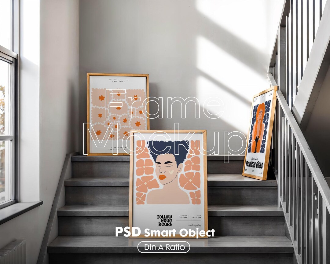 Vertical Gallery Frame Mockup Set: Digital Art Display (PSD Download ...