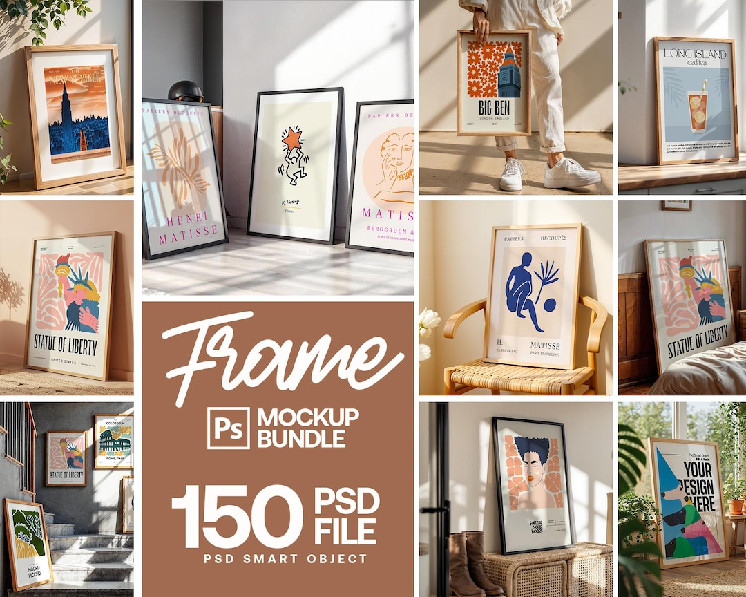 150 Frame Poster Mockup PSD Bundle, DIN A Ratio Templates (digital ...
