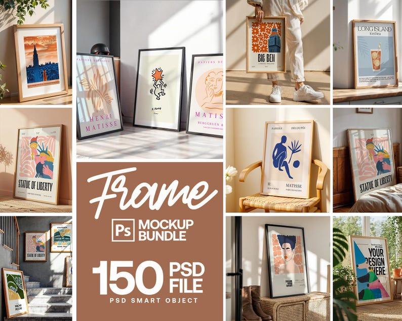 150 Frame Poster Mockup PSD Bundle, DIN A Ratio Templates (digital ...