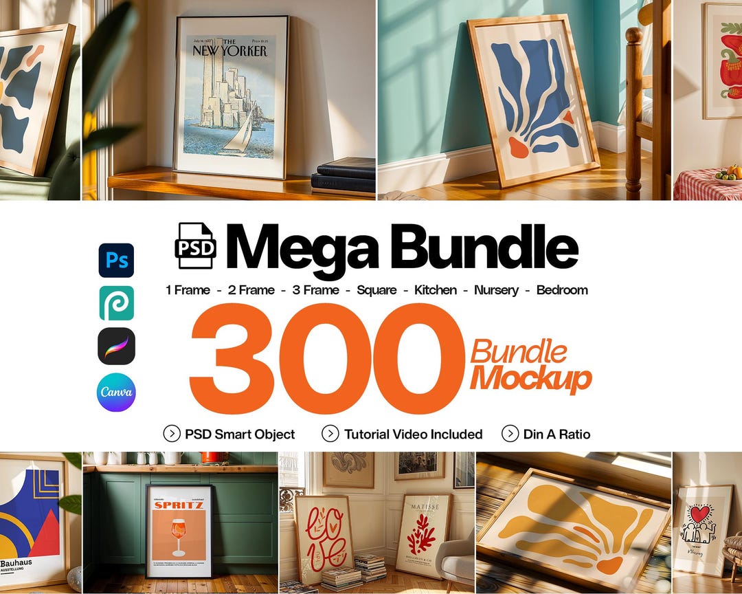 300+ Frames Mockup PSD Bundle: Mockup for Poster (digital Download) - Etsy