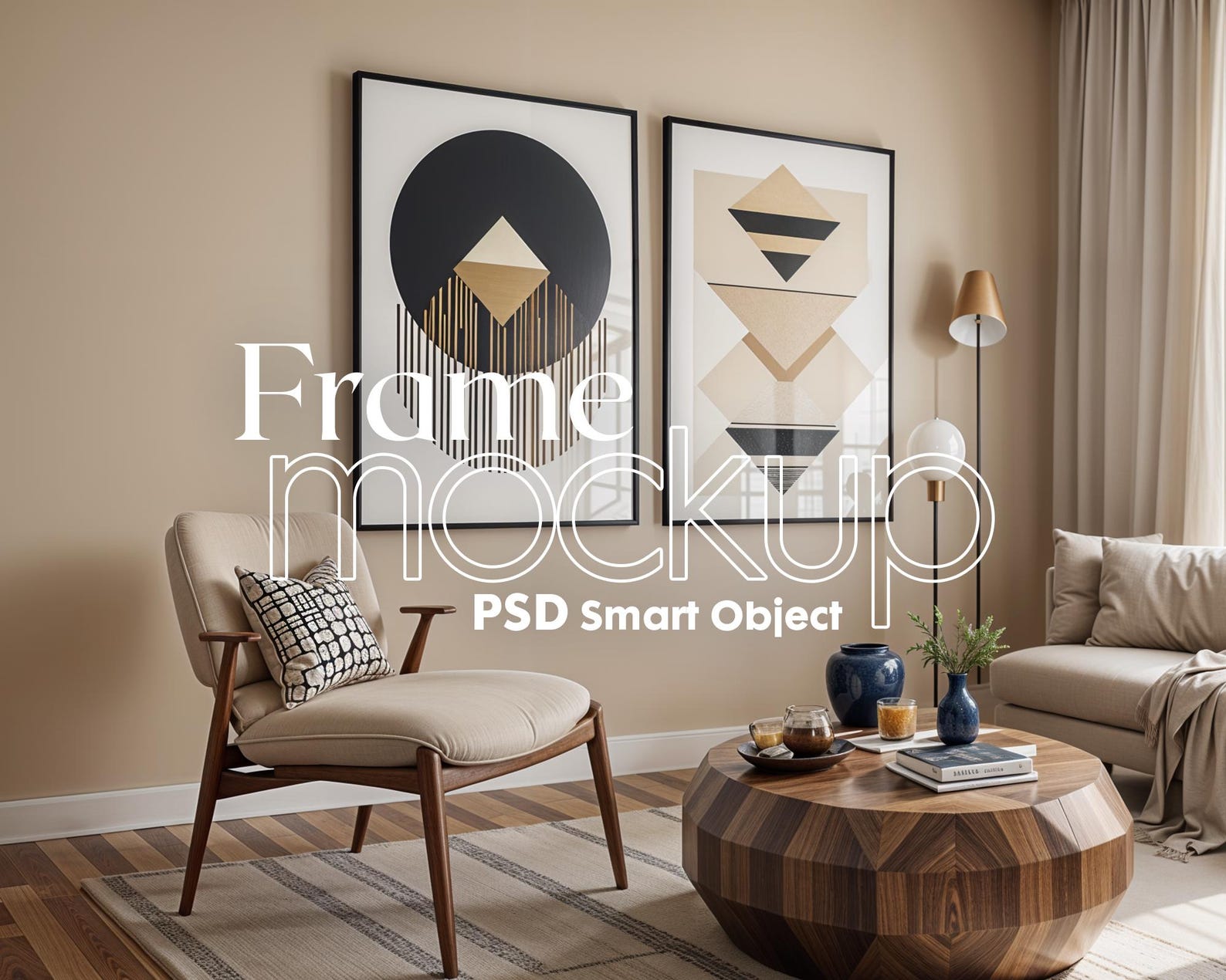 Double Frame Mockup PSD: Interior Wall Art Display - Etsy