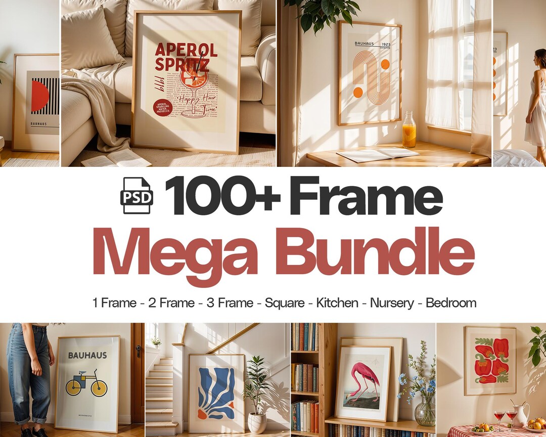 100 Frames Mockup PSD Bundle Set, Frame Mockup Bundle, 100 PSD Wall ...