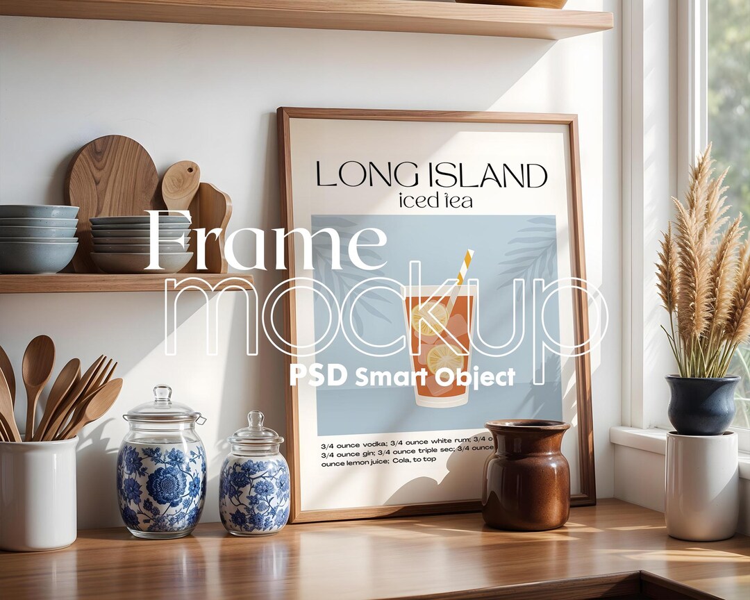 Kitchen Frame Poster Mockup PSD Minimal Kitchen Frame Mockup Boho ...