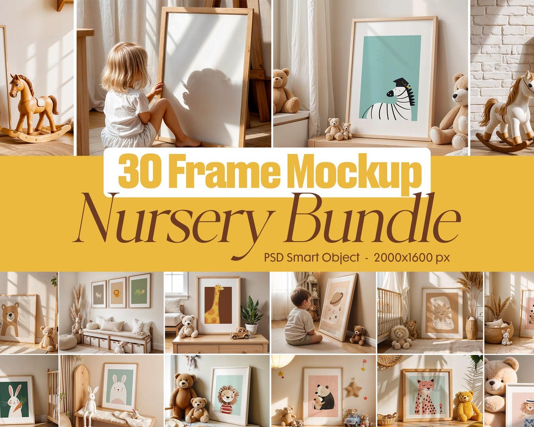 Baby Room Frame Mockup Bundle PSD | 30 High-quality Frame Mockups ...