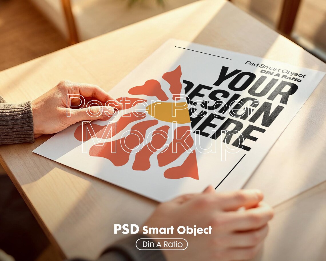 Poster Mockup With Person ISO A DIN Ratio | Minimal Modern PSD ...