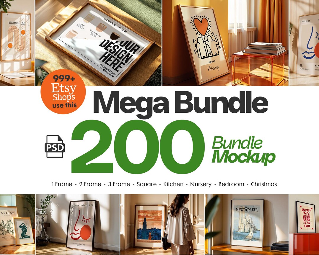 200+ Frames Mockup PSD Bundle Set, Frame Mockup Bundle, 200+ PSD Wall ...